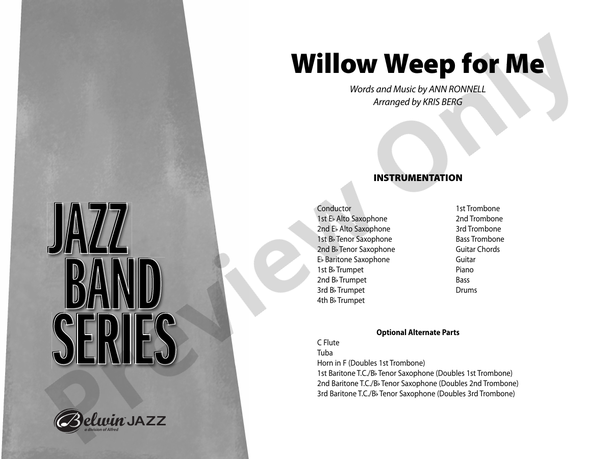 Willow Weep for Me: Jazz Ensemble Conductor Score & Parts: Ann Ronnell ...