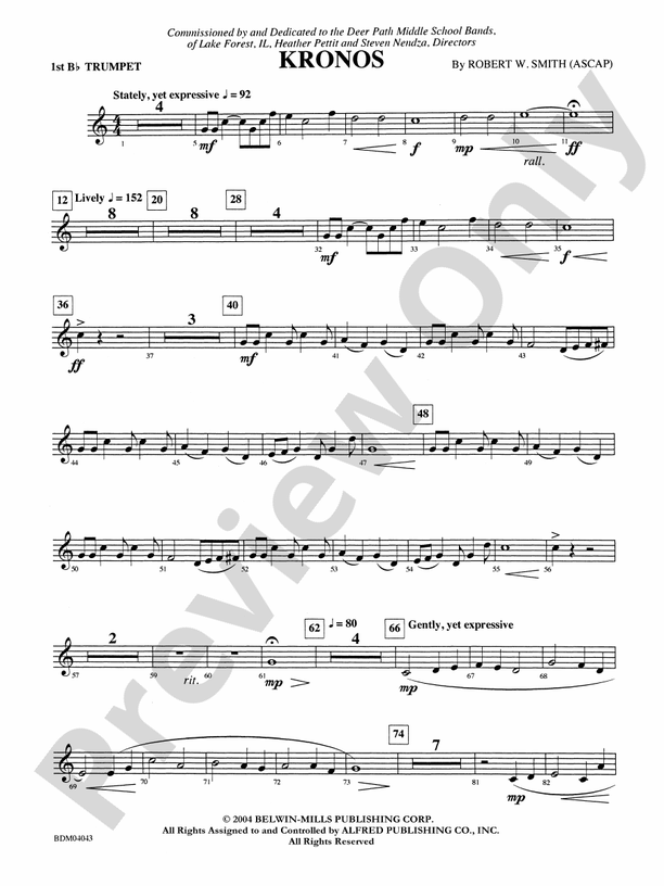 Kronos: 1st B-flat Trumpet: 1st B-flat Trumpet Part - Digital Sheet Music Download
