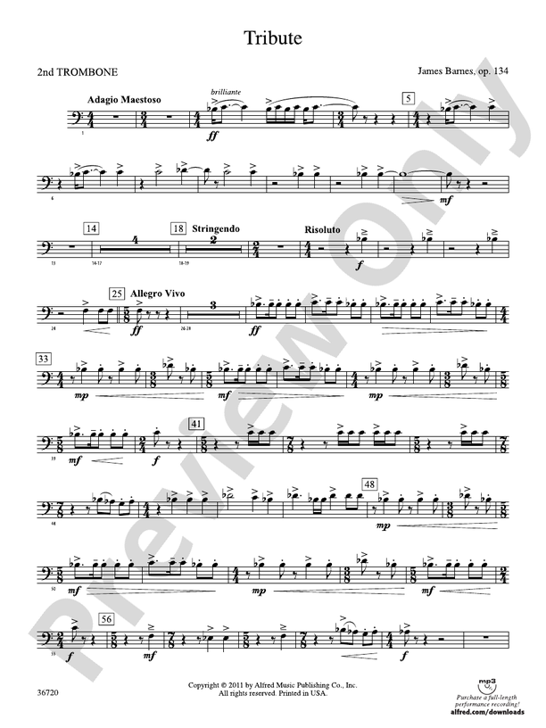 Tribute: 2nd Trombone: 2nd Trombone Part - Digital Sheet Music Download