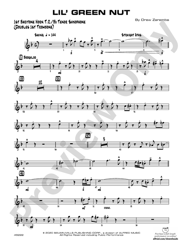 Lil' Green Nut: Baritone T.C.: Baritone T.C. Part - Digital Sheet Music ...