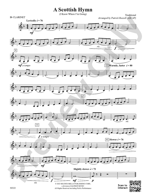A Scottish Hymn: 1st B-flat Clarinet: 1st B-flat Clarinet Part - Digital Sheet Music Download