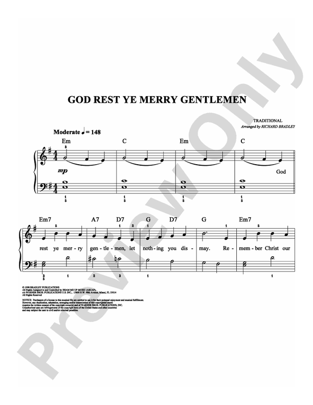 God Rest Ye Merry Gentlemen: Easy Piano: Traditional - Digital Sheet ...