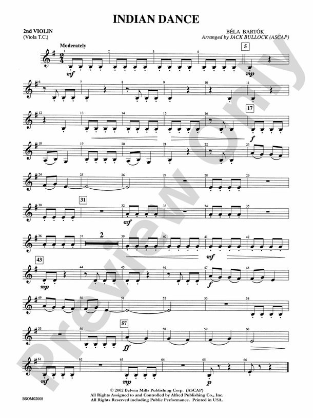 Indian Dance: 2nd Violin: 2nd Violin Part - Digital Sheet Music Download