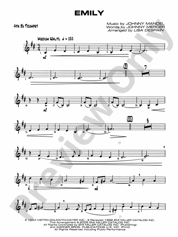 Emily: 4th B-flat Trumpet: 4th B-flat Trumpet Part - Digital Sheet ...
