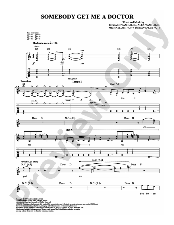 Somebody Get Me a Doctor: Guitar TAB: Van Halen - Digital Sheet Music ...