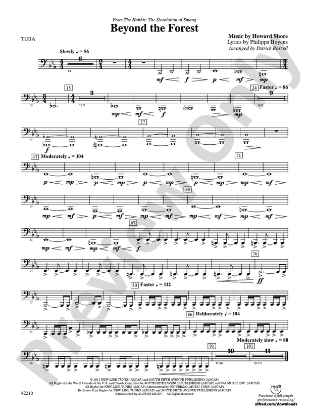 Beyond The Forest From The Hobbit The Desolation Of Smaug Tuba