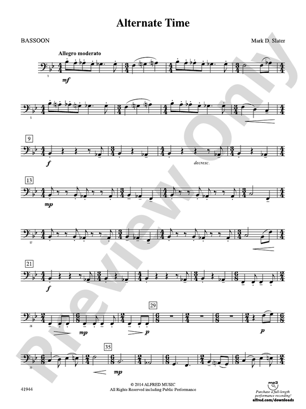 Alternate Time: Bassoon: Bassoon Part - Digital Sheet Music Download