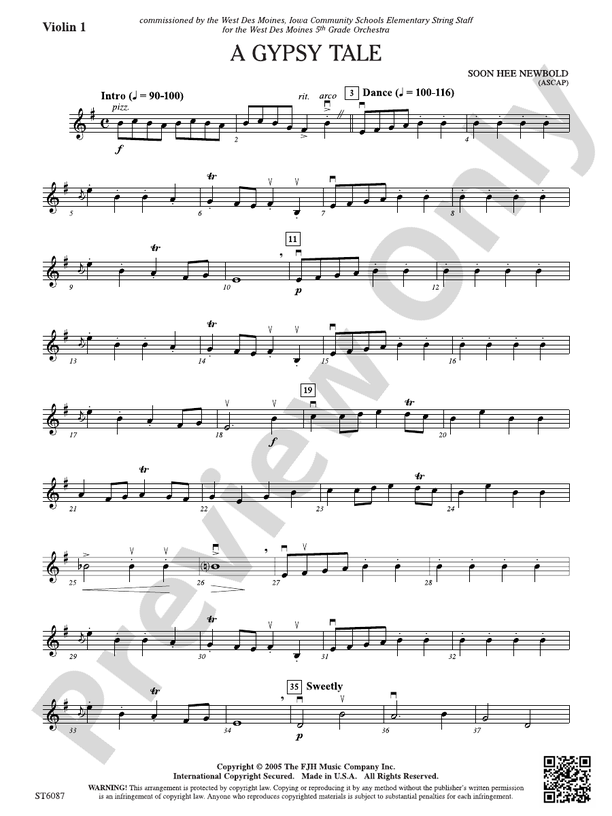 A Gypsy Tale: Violin 1: Violin 1 Part: Soon Hee Newbold - Digital Sheet ...