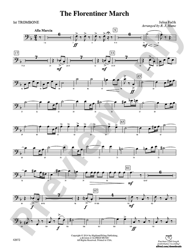 The Florentiner March: 1st Trombone: 1st Trombone Part - Digital Sheet ...