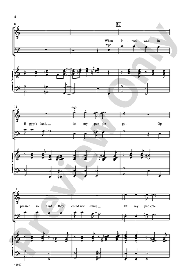 Go Down, Moses: TTB Choral Octavo - Digital Sheet Music Download