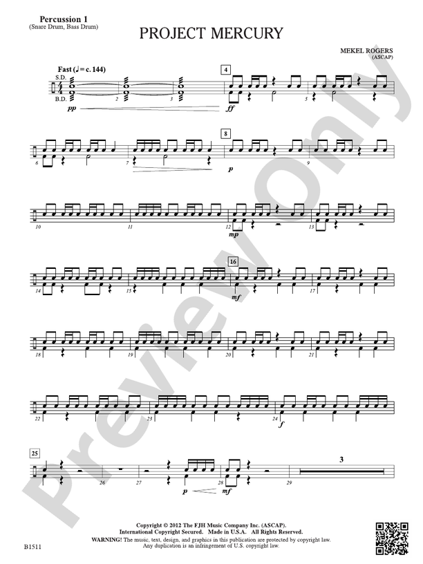 Project Mercury: Percussion 1: Percussion 1 Part: Mekel Rogers ...
