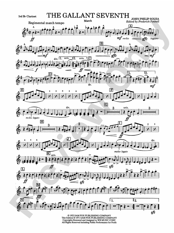 The Gallant Seventh: 3rd B-flat Clarinet: 3rd B-flat Clarinet Part ...