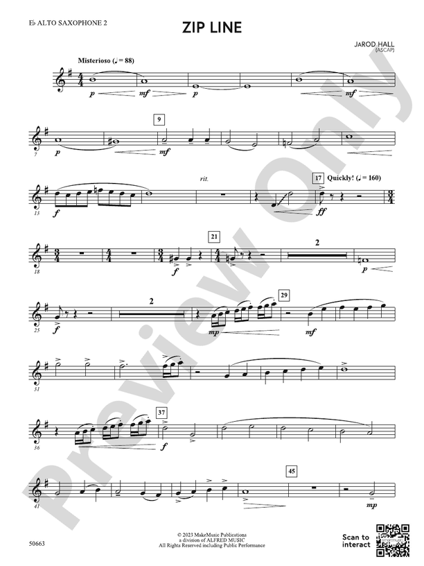Zip Line: 2nd E-flat Alto Saxophone: 2nd E-flat Alto Saxophone Part ...