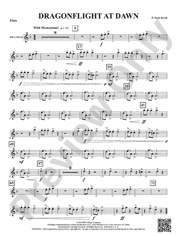 Dragonflight at Dawn: 1st Flute: 1st Flute Part: F. Scott Kroll ...