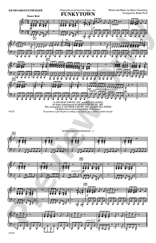 Funkytown: Piano Accompaniment: Piano Accompaniment Part - Digital ...