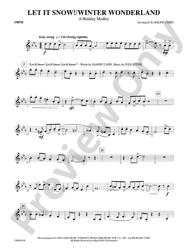 Let It Snow! / Winter Wonderland: Oboe: Oboe Part - Digital Sheet Music ...
