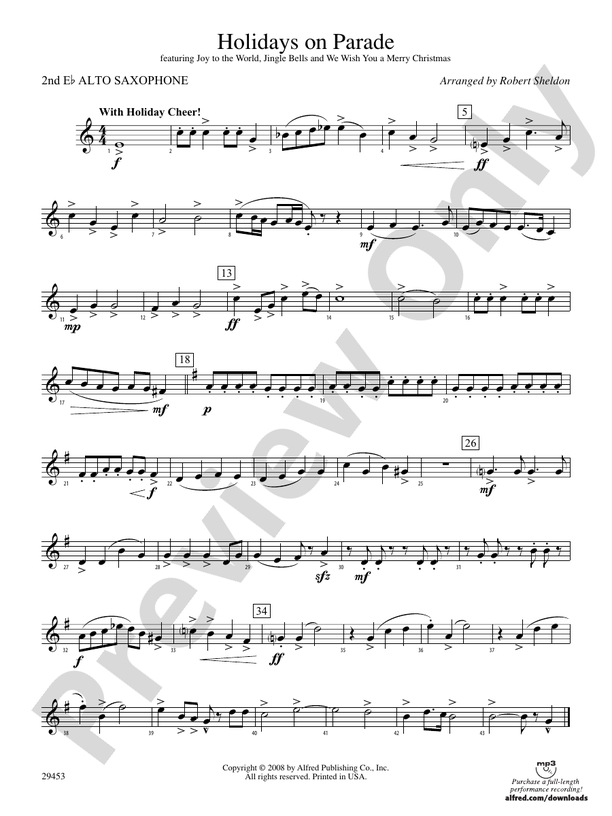 Holidays on Parade: 2nd E-flat Alto Saxophone: 2nd E-flat Alto Saxophone Part - Digital Sheet ...