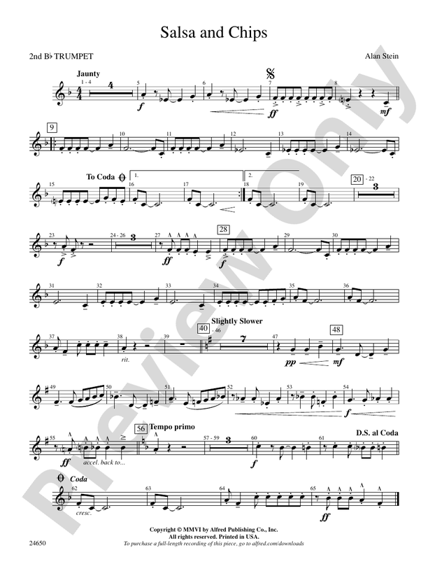 Salsa and Chips: 2nd B-flat Trumpet: 2nd B-flat Trumpet Part - Digital Sheet Music Download