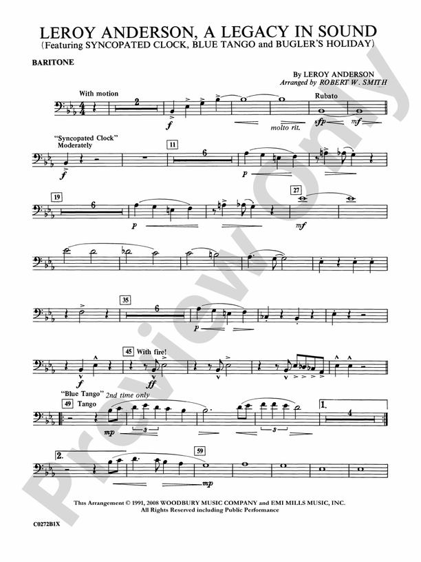 Leroy Anderson -- A Legacy in Sound: Baritone B.C.: Baritone B.C. Part ...