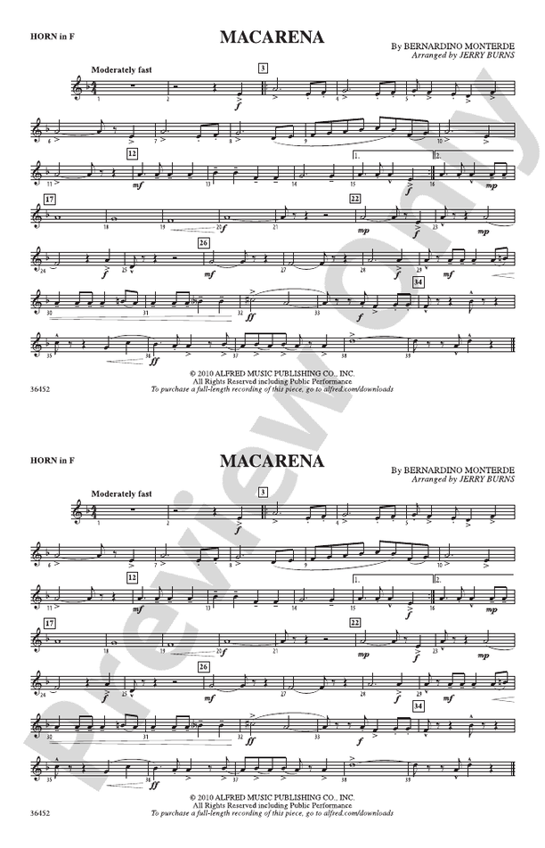 Macarena: 1st F Horn: 1st F Horn Part - Digital Sheet Music Download