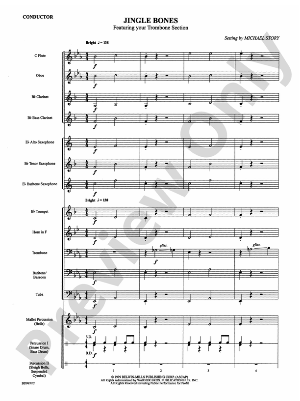 Jingle Bones: Score: Concert Band Score - Digital Sheet Music Download