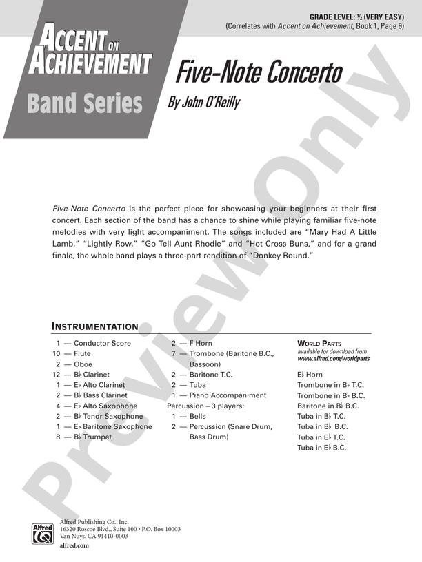 Five-Note Concerto: Score: Concert Band Score - Digital Sheet Music ...