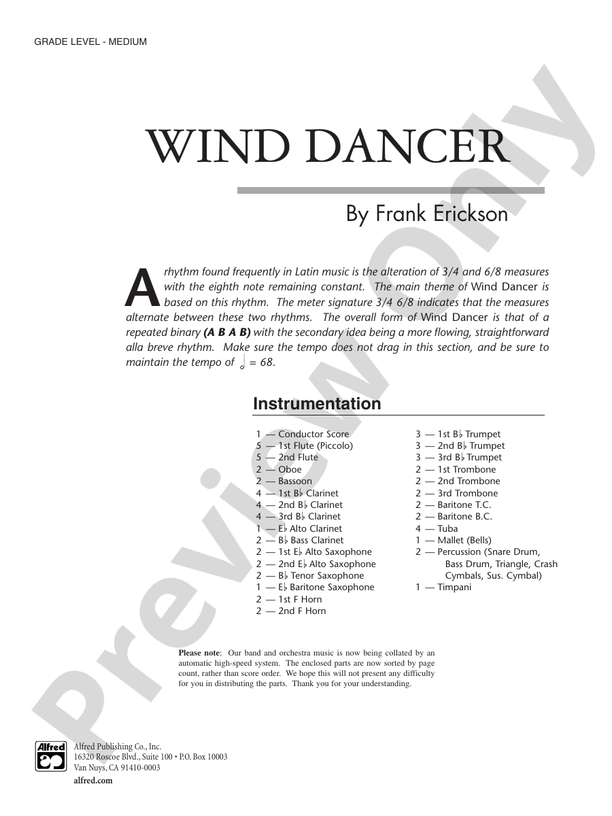 Wind Dancer: : Frank Erickson - Digital Sheet Music Download