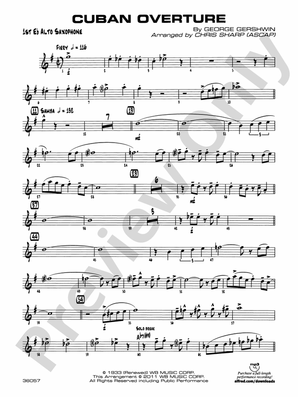 Cuban Overture: E-flat Alto Saxophone: E-flat Alto Saxophone Part - Digital Sheet Music Download
