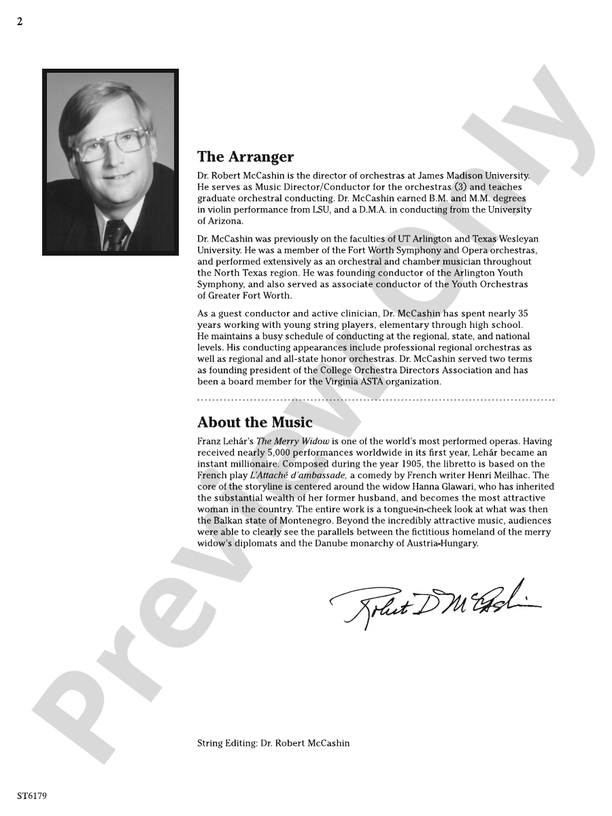 Themes from The Merry Widow: Score: String Orchestra Score: Franz Lehar ...