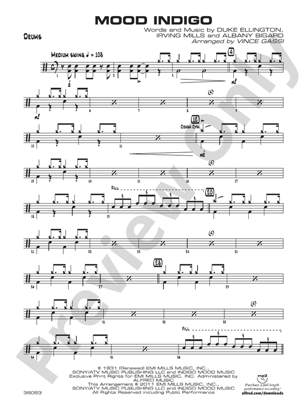 Mood Indigo: Drums: Drums Part - Digital Sheet Music Download