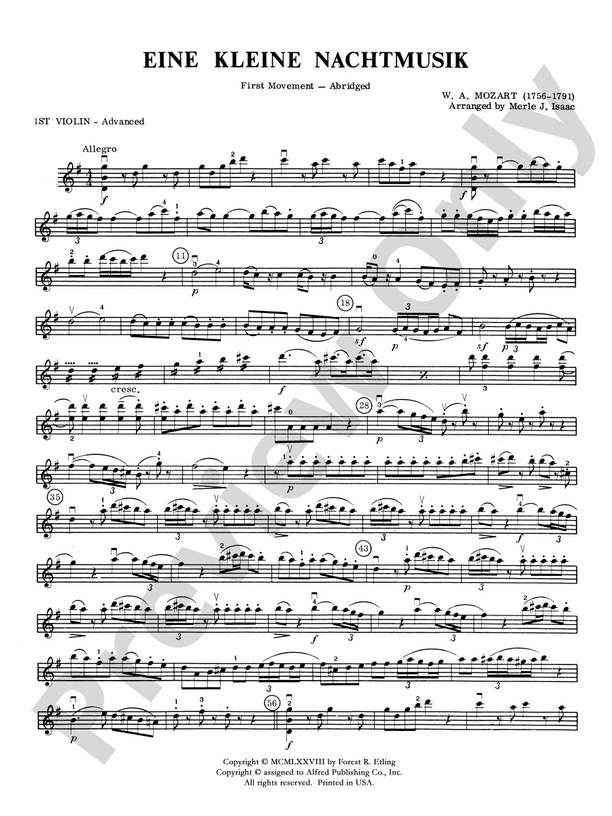 Eine Kleine Nachtmusik: Advanced Violin: Advanced Violin Part - Digital Sheet Music Download