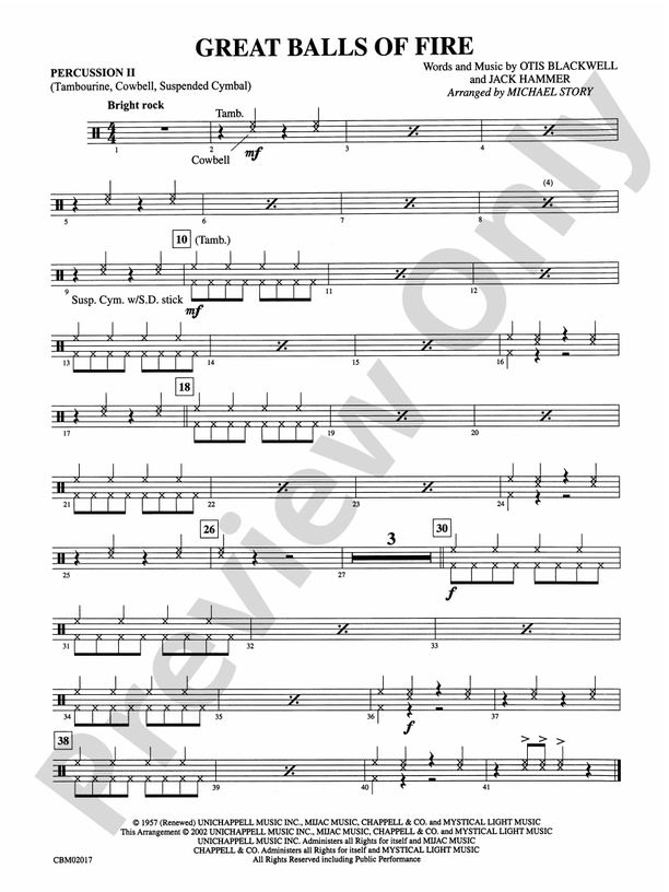 Great Balls of Fire: 2nd Percussion: 2nd Percussion Part - Digital ...