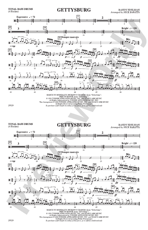 Gettysburg: Tonal Bass Drum: Tonal Bass Drum Part - Digital Sheet Music ...