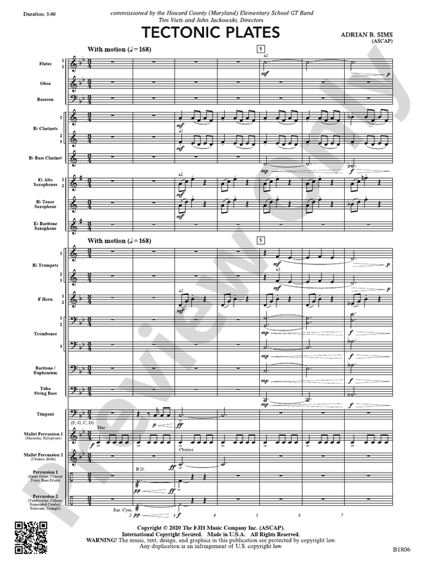 Tectonic Plates: Score: Concert Band Score: Adrian B. Sims - Digital ...