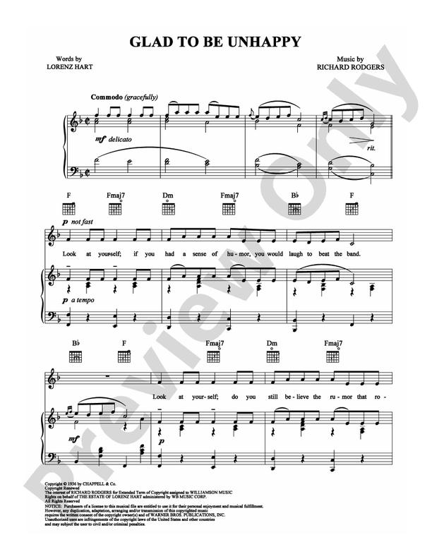 Glad to Be Unhappy: Piano/Vocal/Chords: Frank Sinatra - Digital Sheet ...