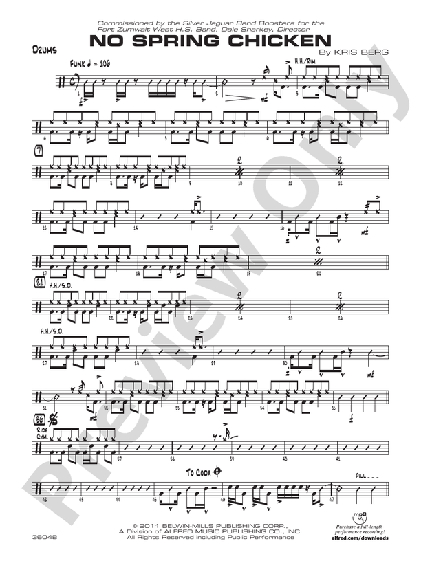 No Spring Chicken: Drums: Drums Part - Digital Sheet Music Download