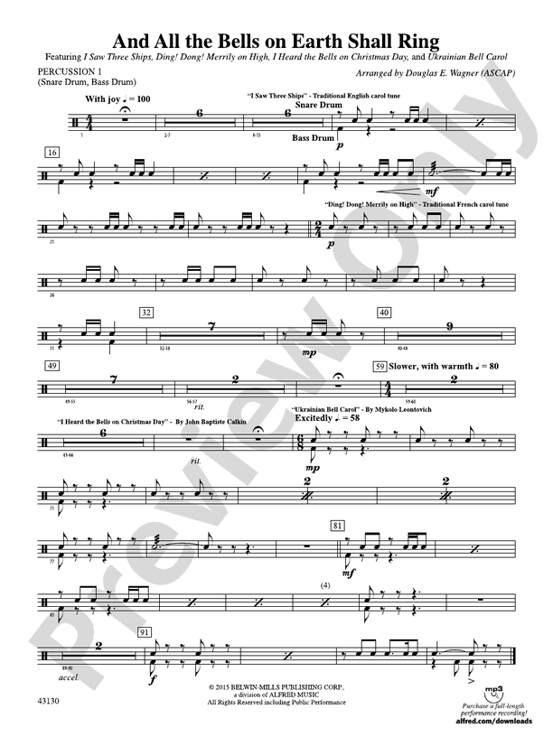 And All the Bells on Earth Shall Ring: 1st Percussion: 1st Percussion ...