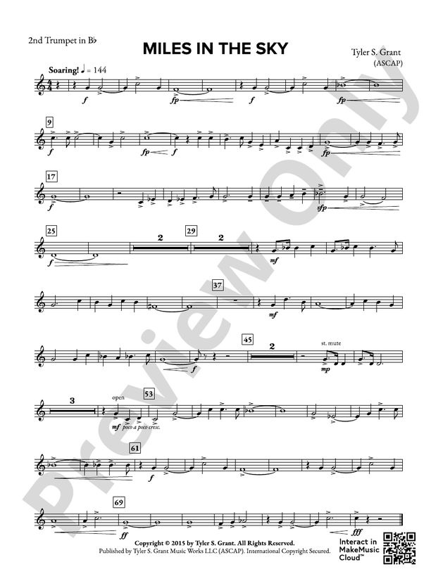 Miles in the Sky: 2nd B-flat Trumpet: 2nd B-flat Trumpet Part - Digital Sheet Music Download