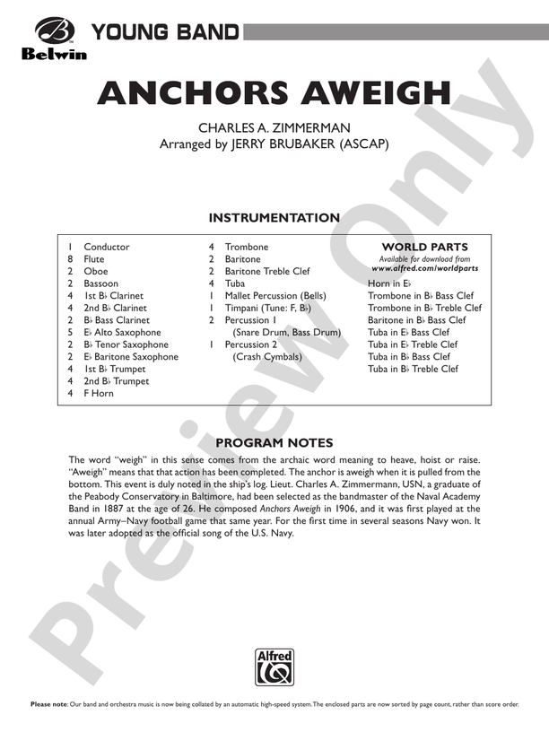 Anchors Aweigh: Score: Concert Band Score - Digital Sheet Music Download