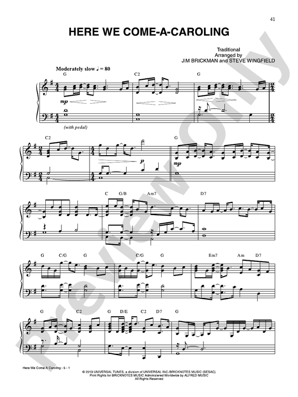 Here We Come-A-Caroling: Piano/Vocal: Jim Brickman - Digital Sheet ...