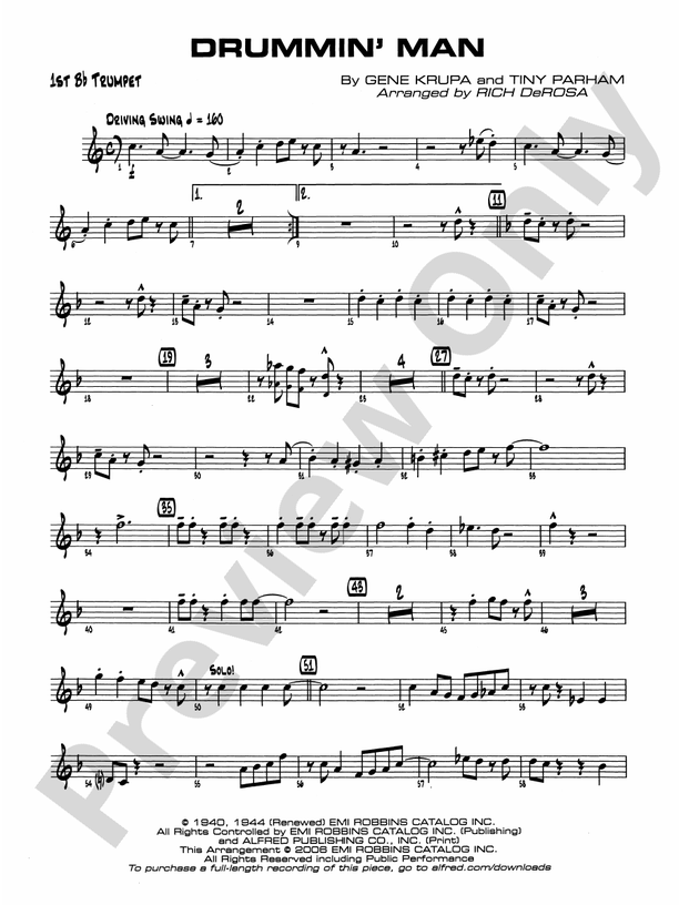 Drummin' Man: 1st B-flat Trumpet: 1st B-flat Trumpet Part - Digital ...
