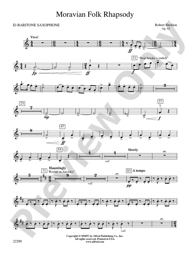 Moravian Folk Rhapsody: E-flat Baritone Saxophone: E-flat Baritone Saxophone Part - Digital ...