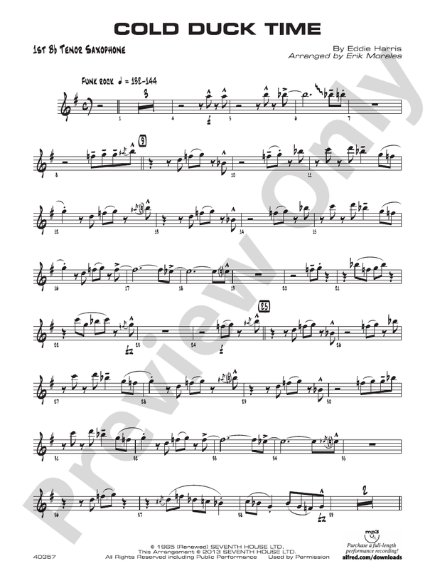 Cold Duck Time: B-flat Tenor Saxophone: B-flat Tenor Saxophone Part ...