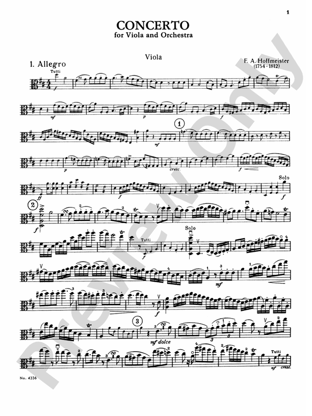 Hoffmeister: Viola Concerto in D Major: Viola Concerto in D Major ...