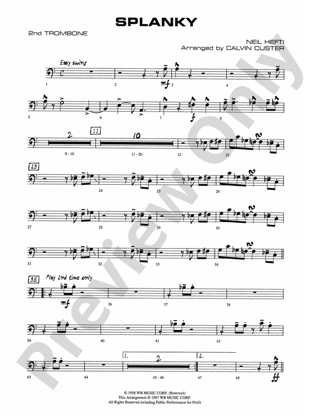 Splanky: 2nd Trombone: 2nd Trombone Part - Digital Sheet Music Download