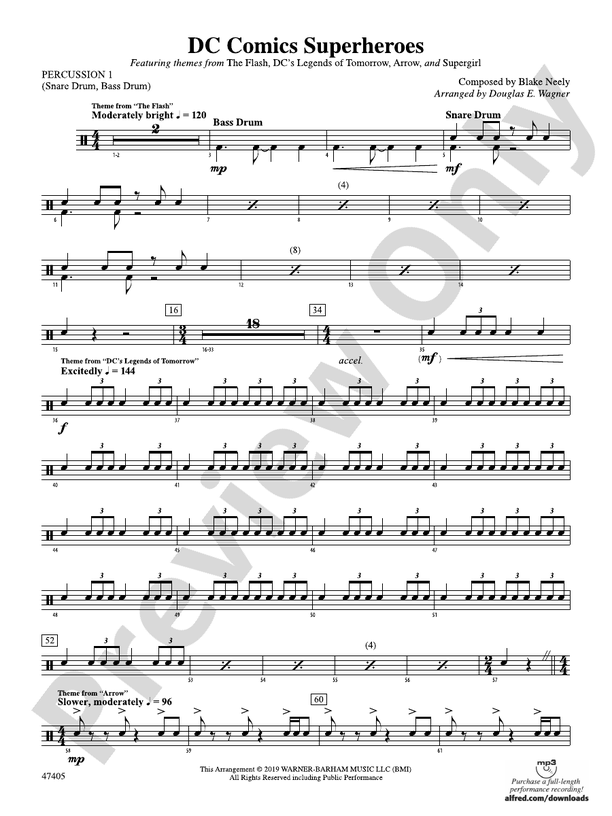 DC Comics Superheroes: 1st Percussion: 1st Percussion Part - Digital ...