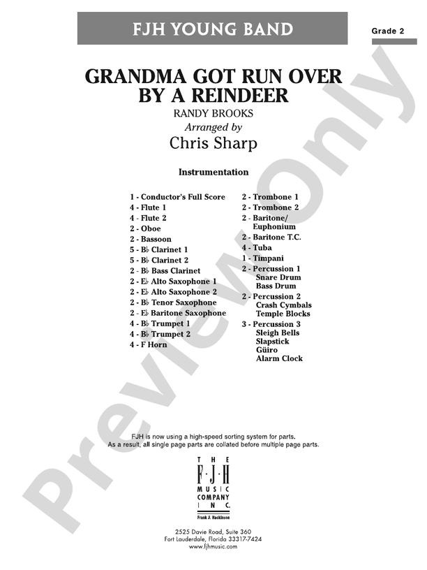 Grandma Got Run Over by a Reindeer: Concert Band Conductor Score ...