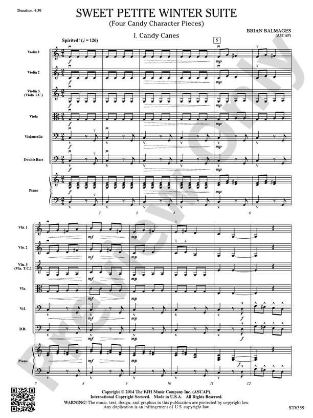Sweet Petite Winter Suite: Score: String Orchestra Score: Brian ...