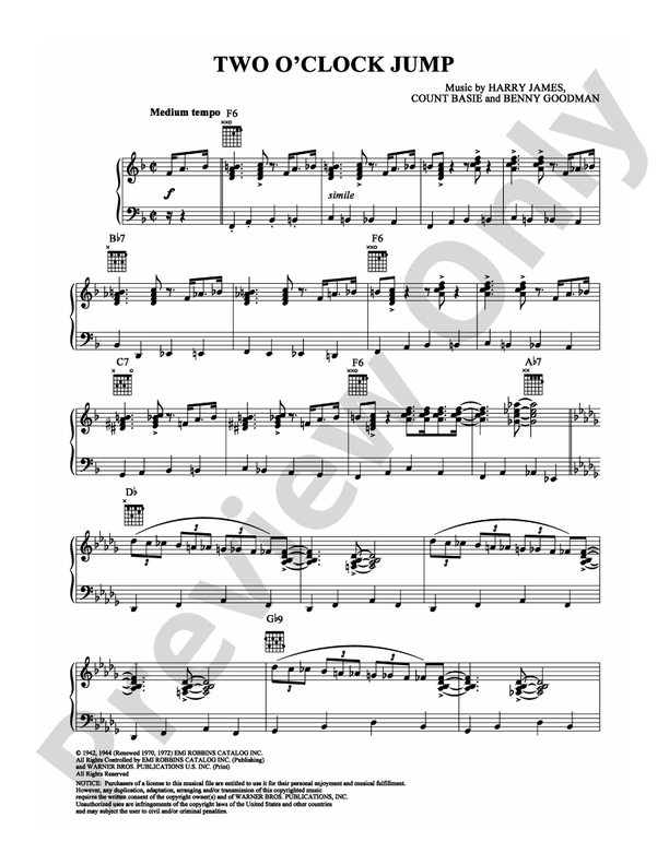 Two O'Clock Jump: Piano: Count Basie - Digital Sheet Music Download
