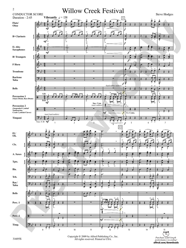 Willow Creek Festival: Concert Band Conductor Score & Parts: Steve ...